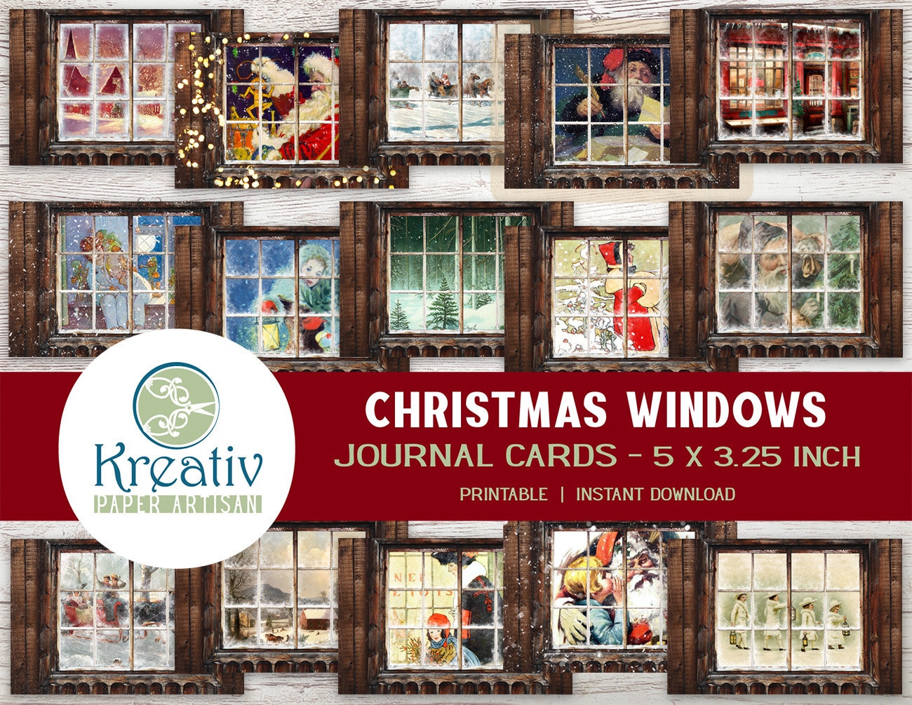 Christmas Window Journal Cards Printable Winter Scene - Etsy