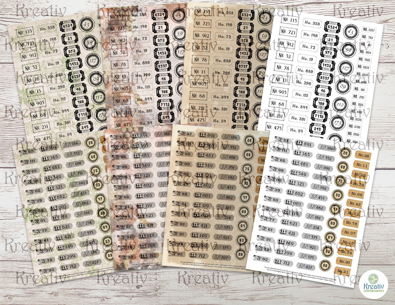 Vintage Numbers, Antique Ephemera, Junk Journaling, Scrapbooking, Mixed ...