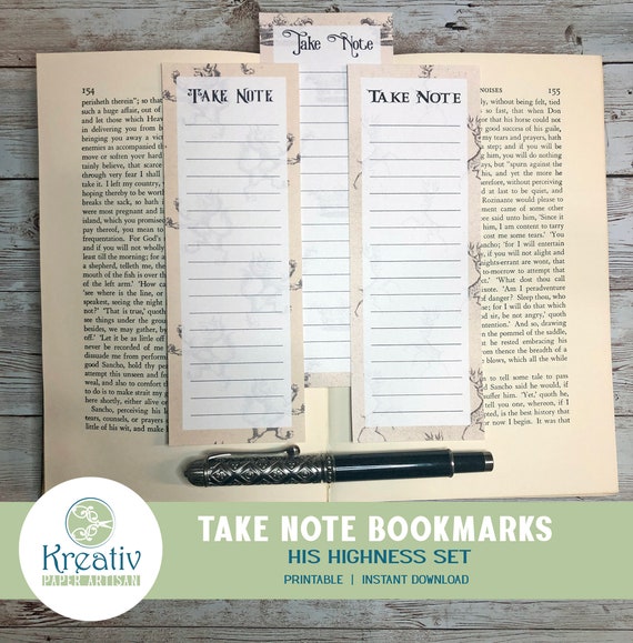 Signets imprimables Prenez note Notes de livre Livre Lovers | Etsy France