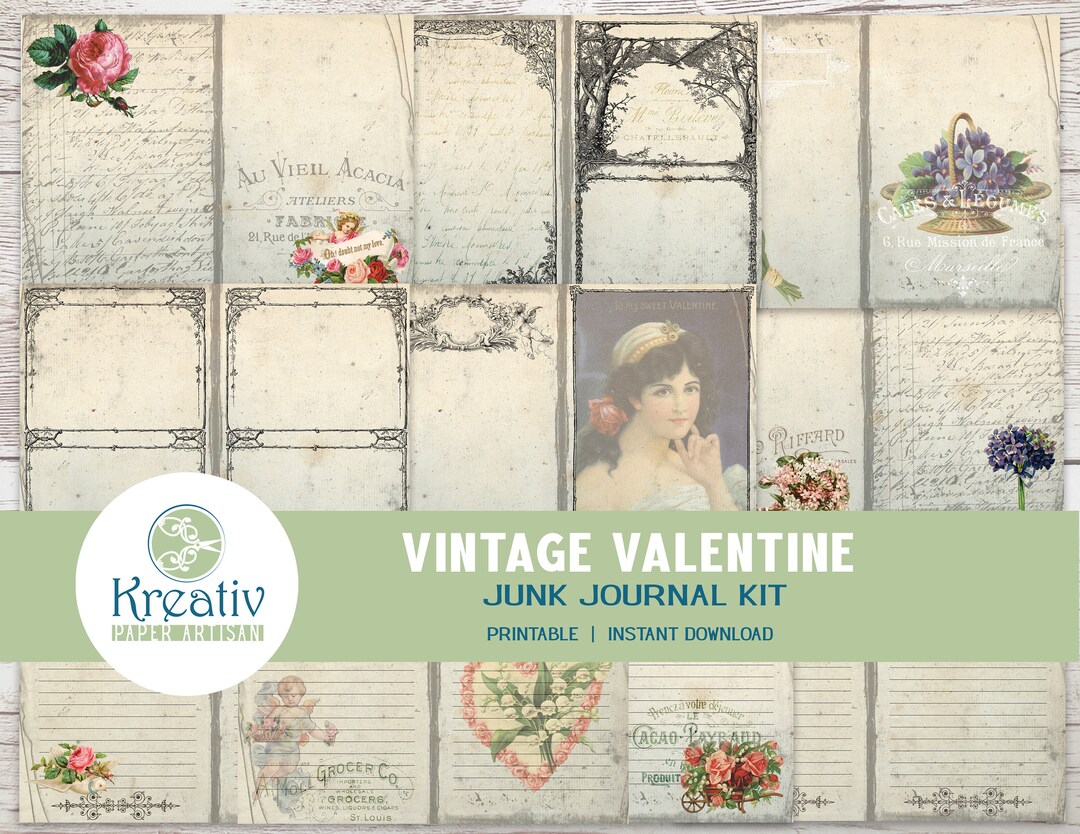 Vintage Valentine Junk Journal Kit, Valentine's Day Gift Idea ...