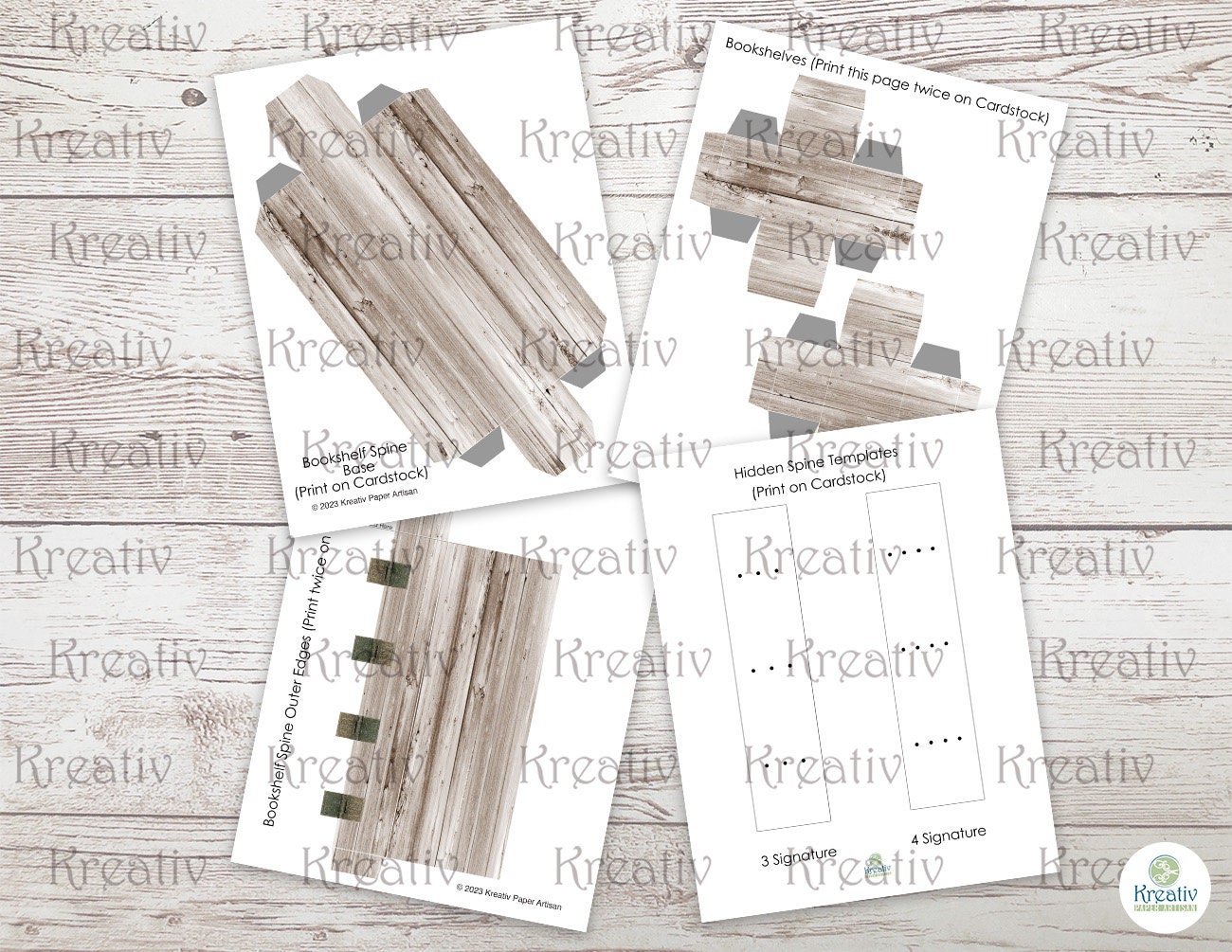 Printable Mini Bookshelf Journal Spine Kit, Rustic Book Lover Gift ...