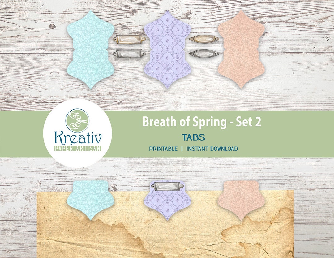 Printable Tabs, Breath of Spring, Set 2, Florals, Vintage Endpapers ...