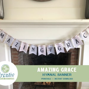 Amazing Grace Banner Printable Hymnal Pages Christian Faith | Etsy