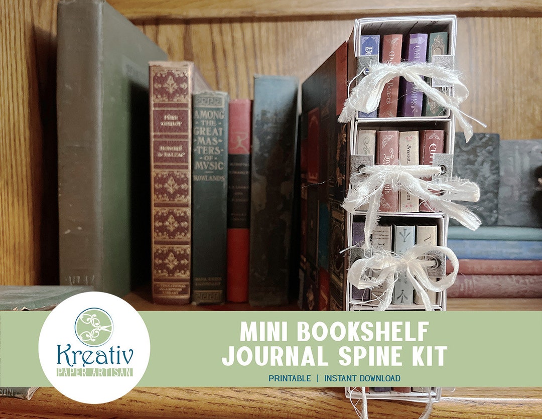 Printable Mini Bookshelf Journal Spine Kit, Rustic Book Lover Gift ...