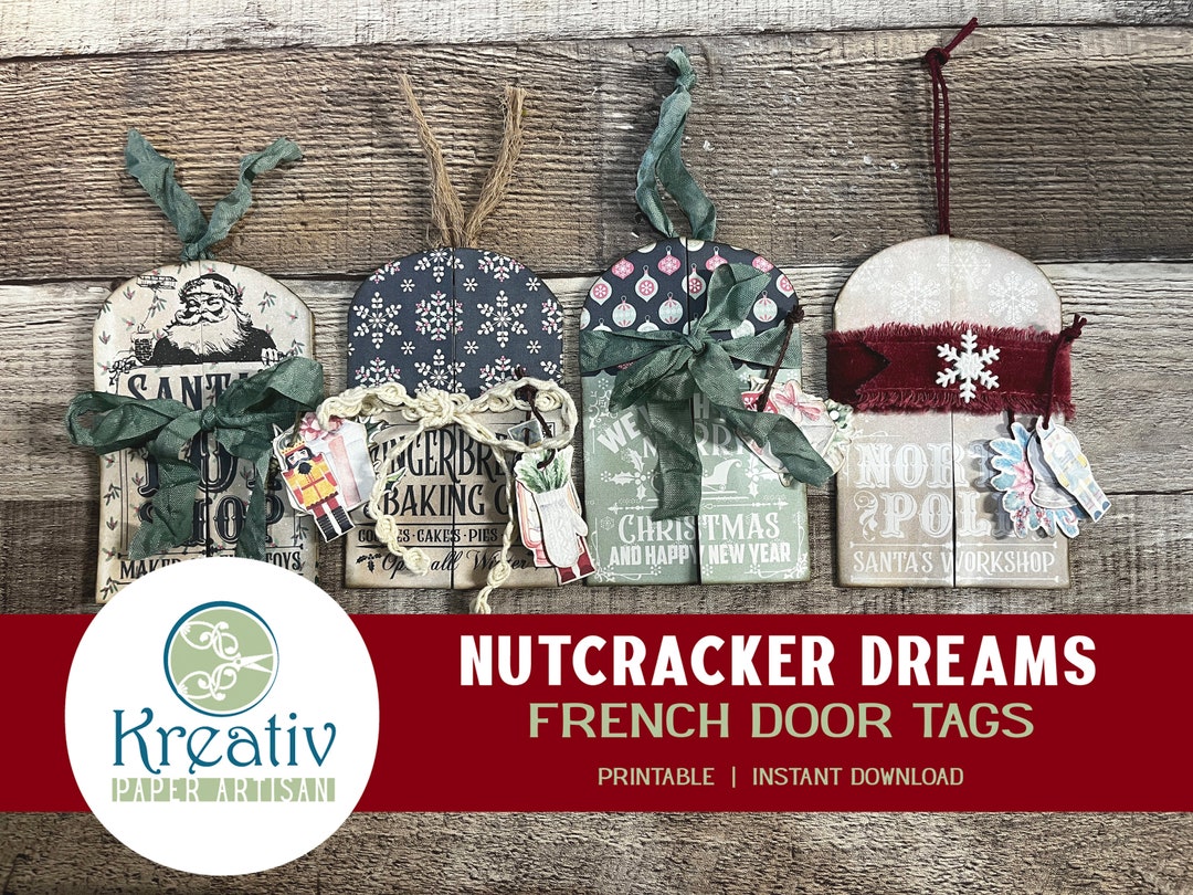 Vintage Christmas Door Tags, Nutcracker, Santa, Printable (instant ...
