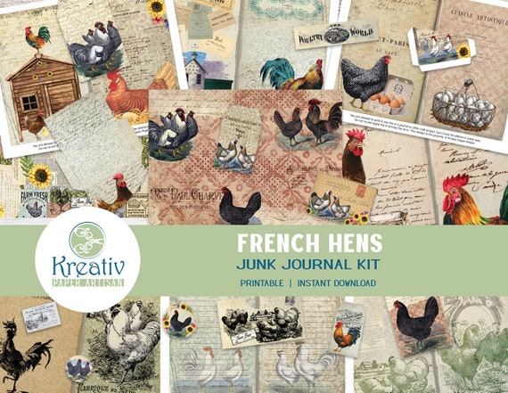 French Hens Junk Journal Kit French Labels Chickens - Etsy