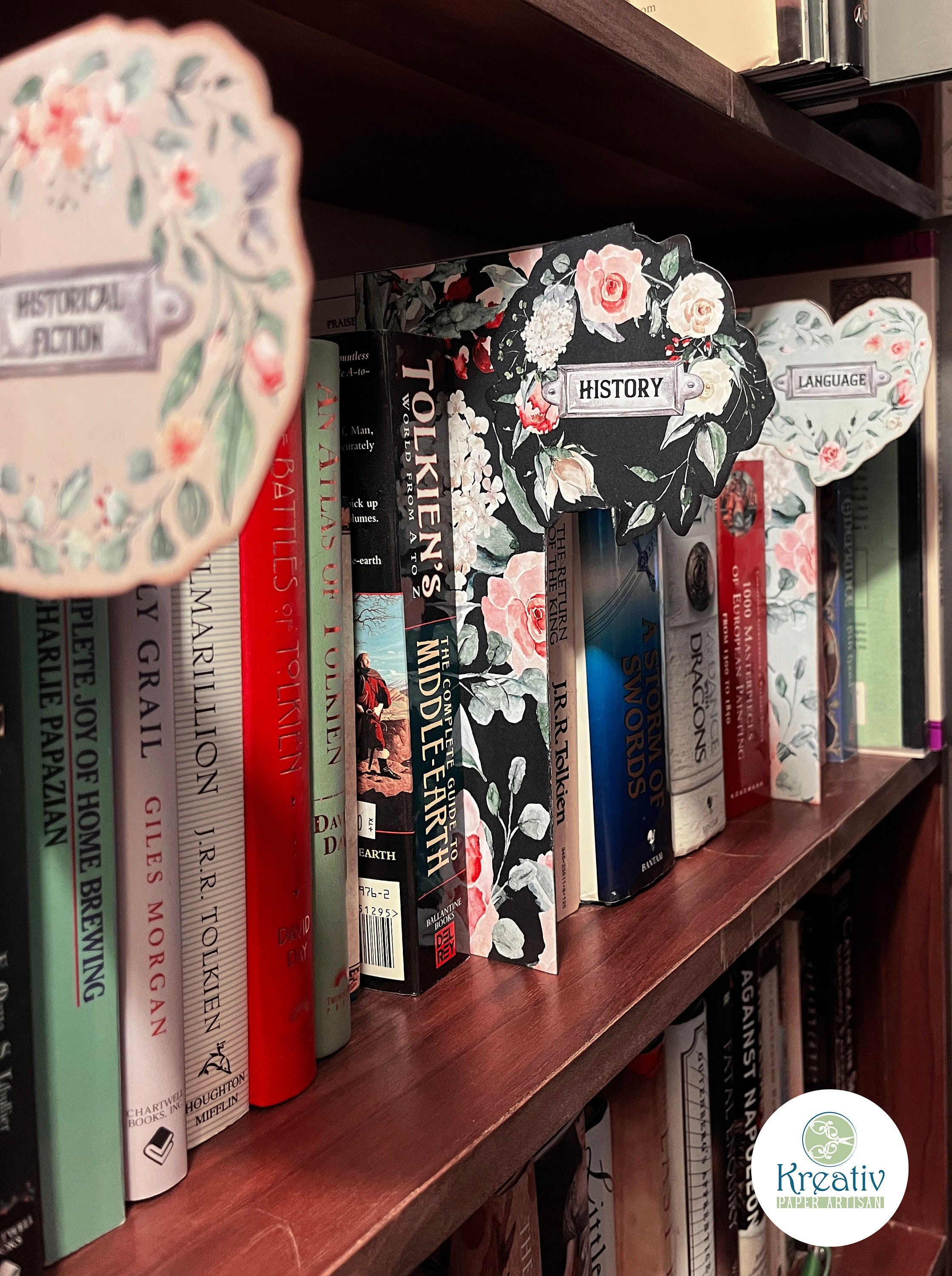 Floral Library Genre Dividers, Printable Book Lover Gift (instant ...