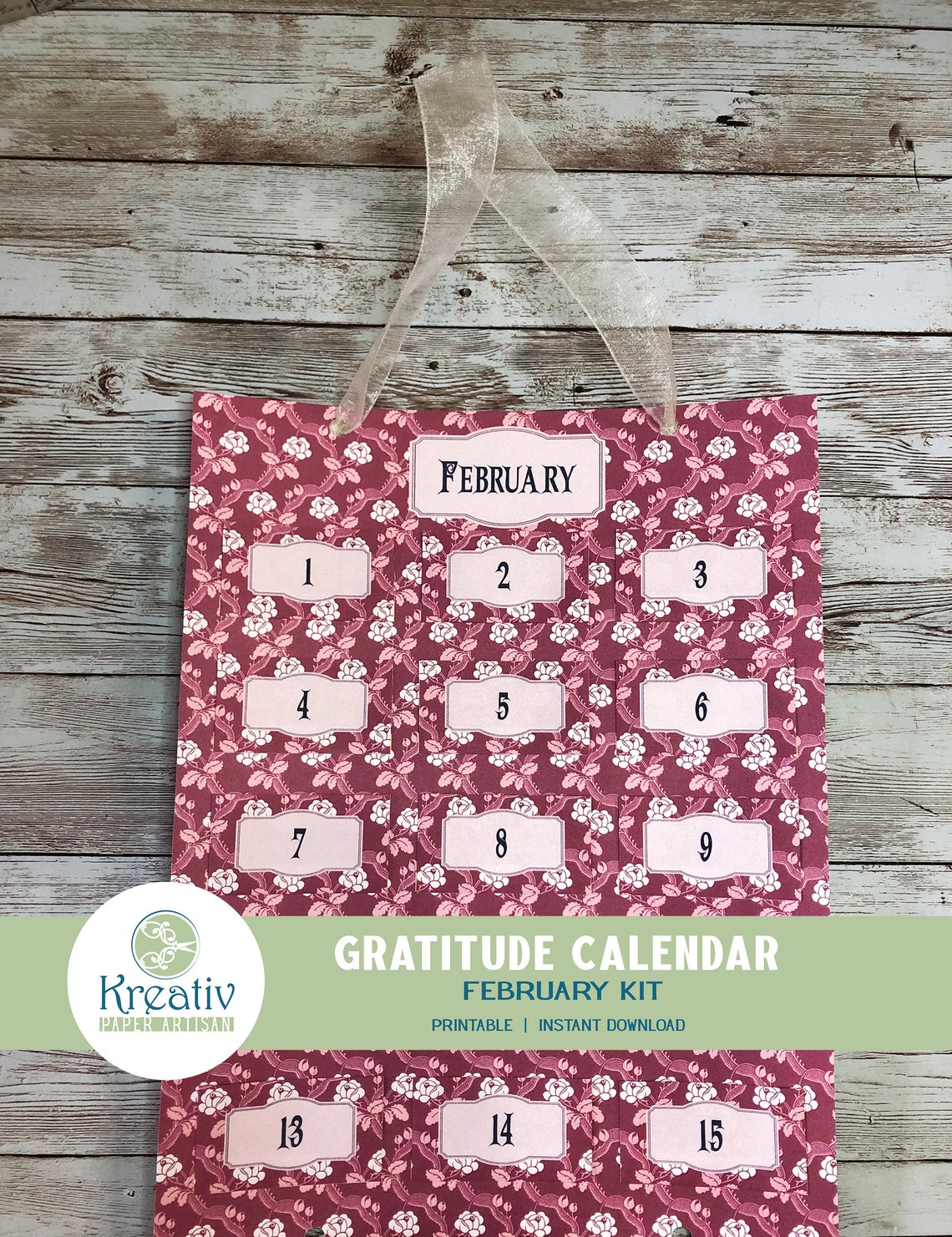 February Gratitude Calendar, Gratitude Jar Alternative, One Thousand ...