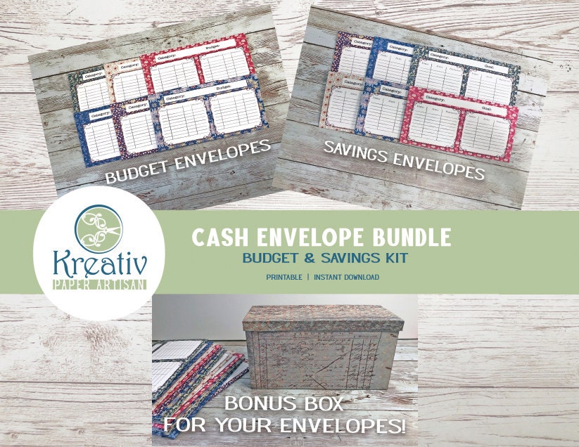 Printable Cash Envelope Bundle, Budget and Savings System, File Box for ...