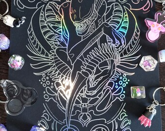 11x14 Baby Alien Xenomorph With Braces and a Toy Space - Etsy