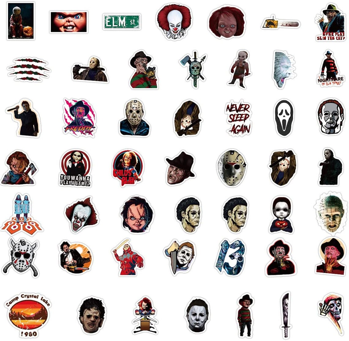Horror Movie Character Stickers Sticker Pack Hydroflask | Etsy