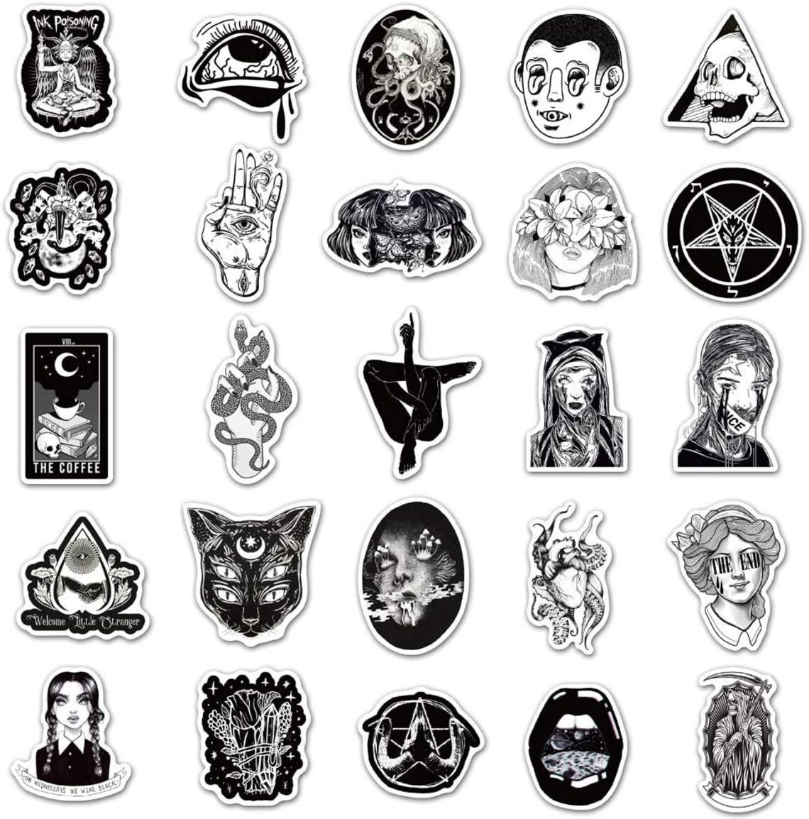 Girl Gothic Stickers Sticker Packs Hydroflask Stickers | Etsy