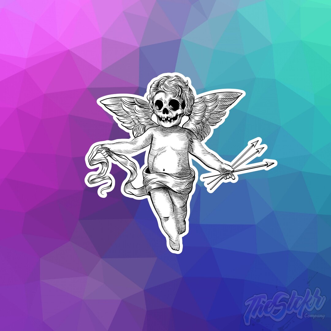 Gothic Valentine Cupid Sticker Laptop Water Bottle Notebook - Etsy