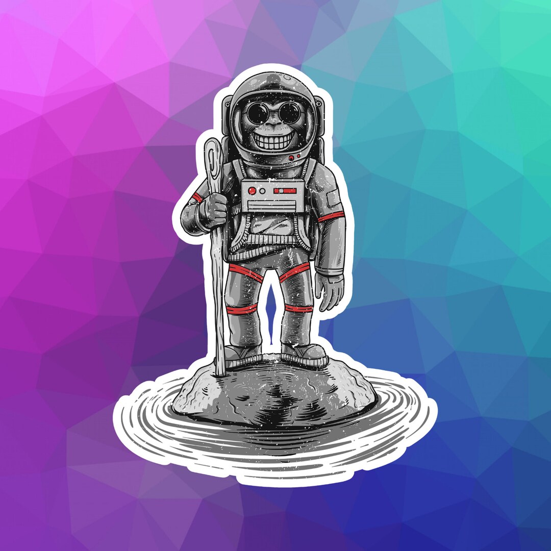 Cool Space Monkey Vinyl Sticker, Laptop Water Bottle Notebook Journal ...
