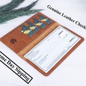 Slim Checkbook Covers Men, Leather Checkbook Cover, Personalized ...