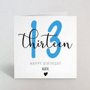 Thirteen Years 13th Birthday Calligraphy Cursive Sketch Blue | Etsy