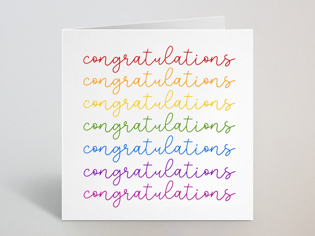 Rainbow Cursive Congratulations Greeting Card - Congratulations ...