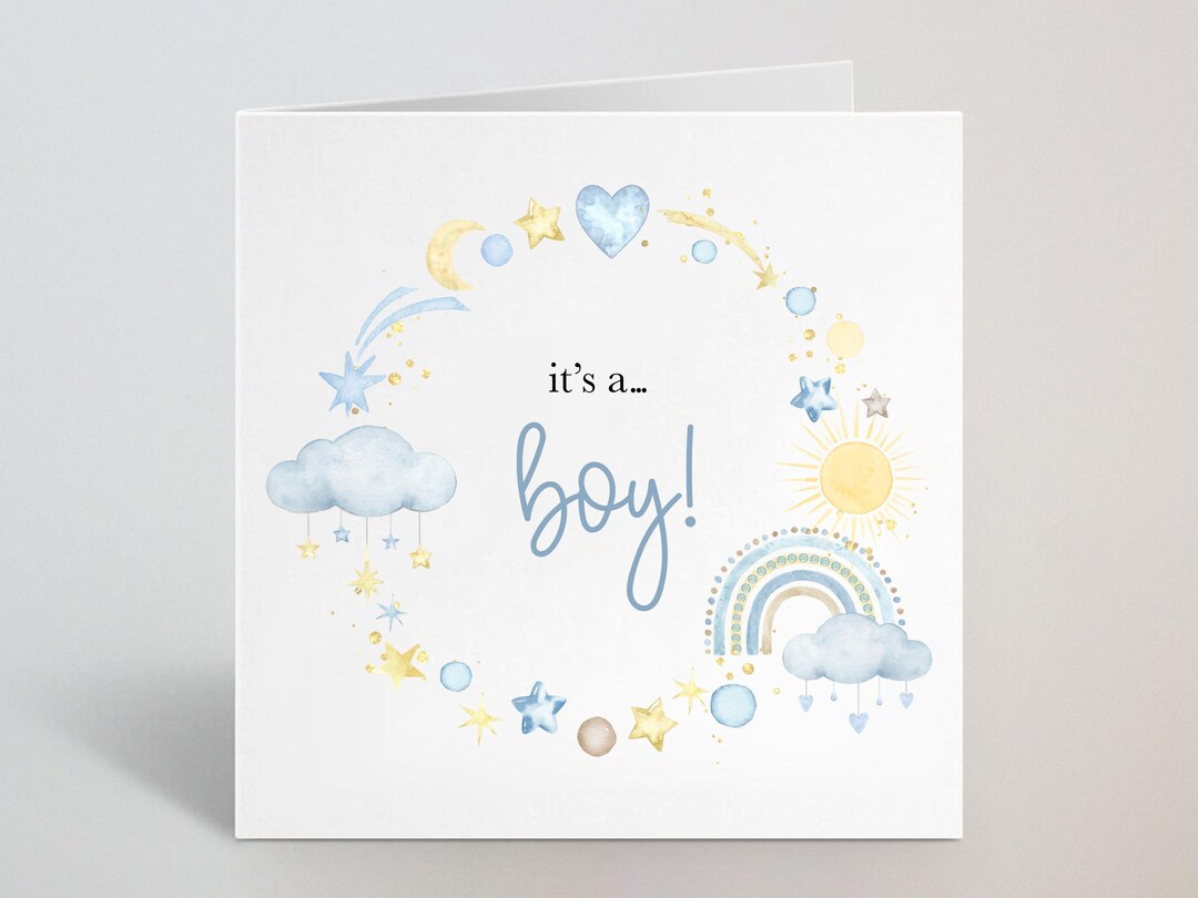 It's A Boy Baby Congratulations Card - Welcome to the World, New ...