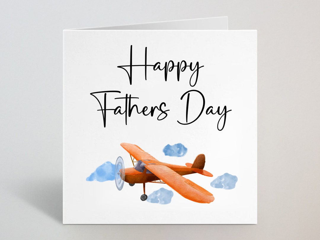 Watercolour Airplane Happy Fathers Day Card - Red Aeroplane Watercolour ...