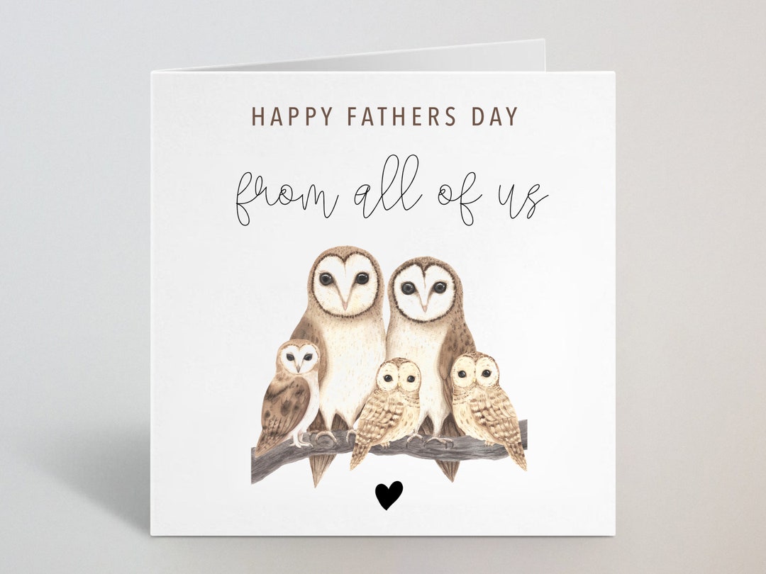 Happy Fathers Day From All of Us Barn Owl Card - Cute Owl Fathers Day ...