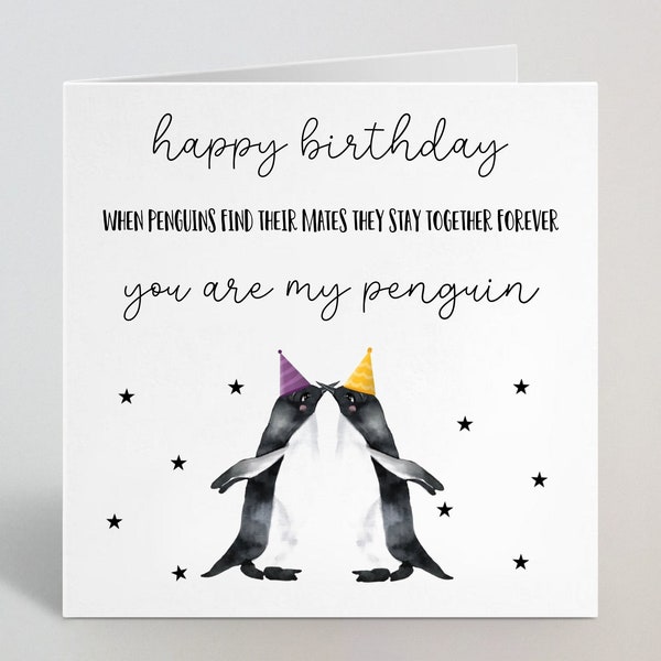 Penguin Card - Etsy