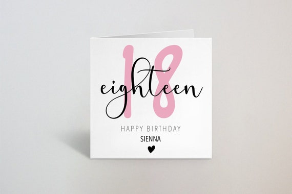 Eighteen Years 18th Birthday Calligraphy Cursive Sketch Pink - Etsy UK