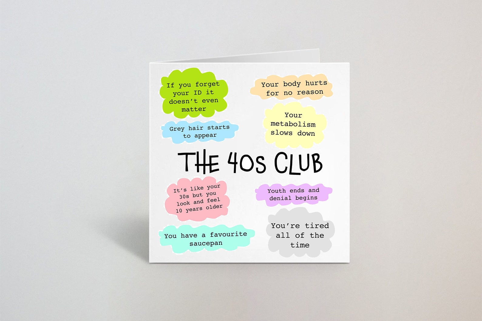 Funny the 40s Club Birthday Card for Him Her Joke 40th Birthday 40 ...