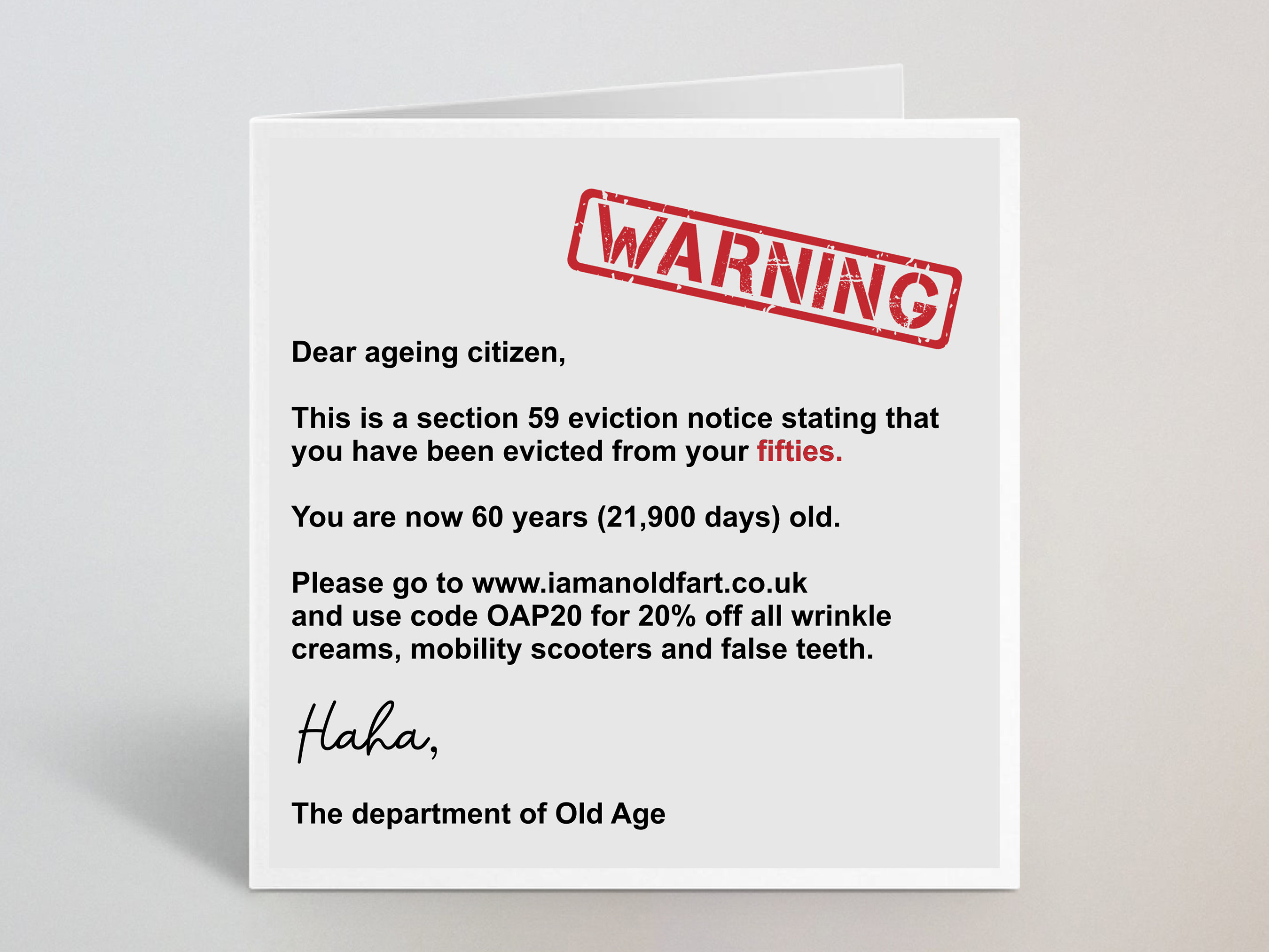 Birthday Card From the Government Ageing Citizen Eviction - Etsy UK