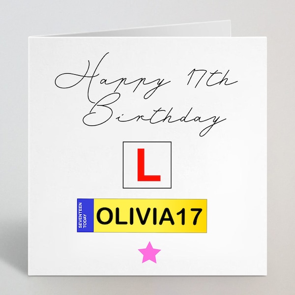 Learner Driver 17th Birthday Card - Etsy