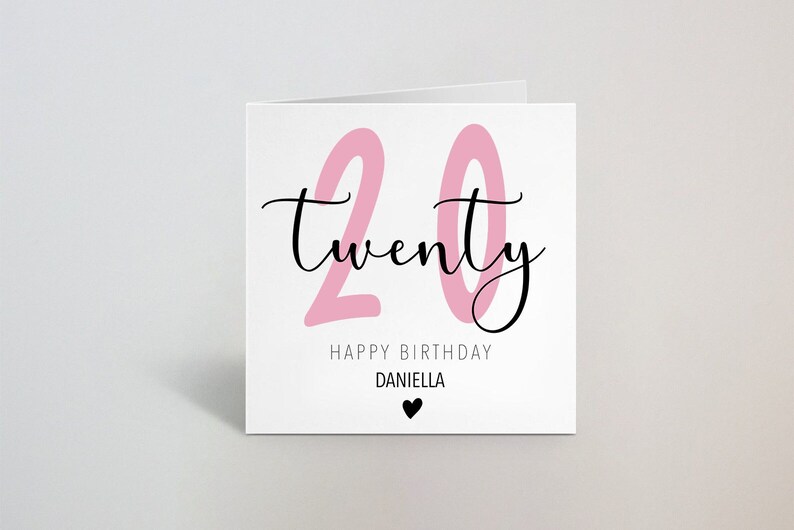 Twenty Years 20th Birthday Calligraphy Cursive Sketch Pink - Etsy