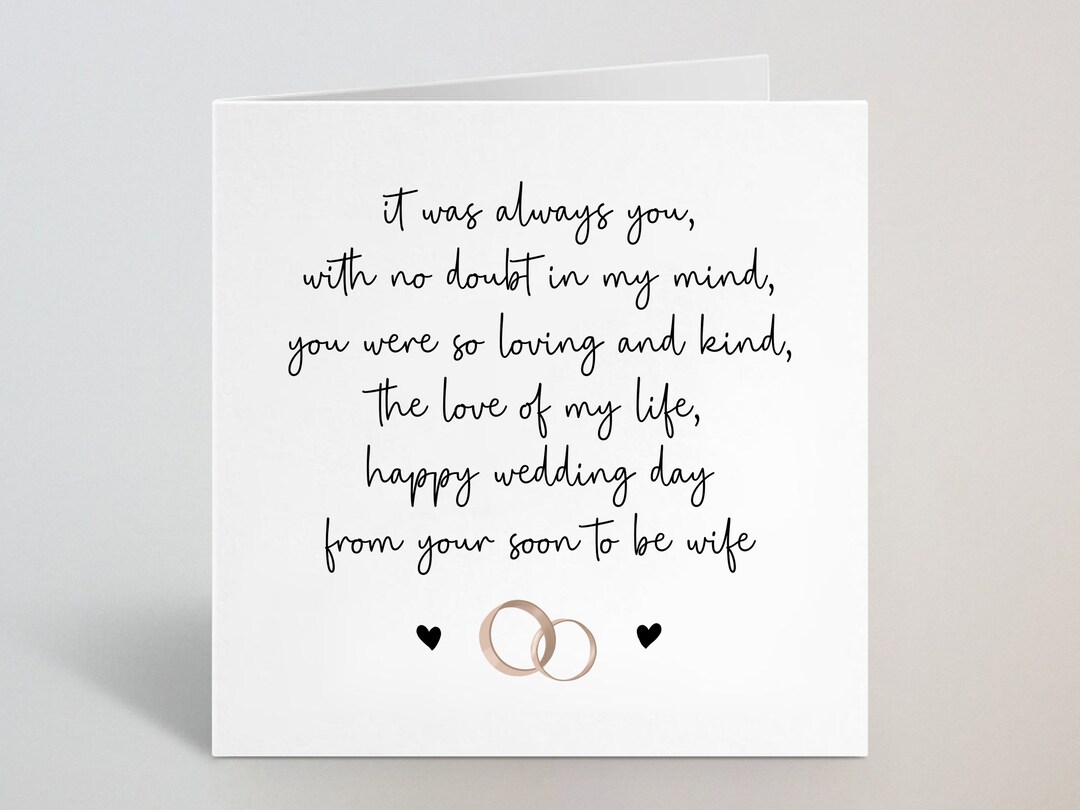 Wedding Day Poem Card for Fiancé, Fiancée, Husband/wife to Be - It Was ...