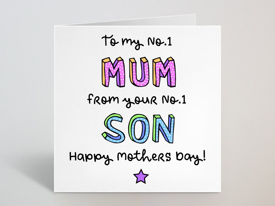 To My No.1 Mum From Your No.1 Son Muttertagskarte Freche lustige Freche ...