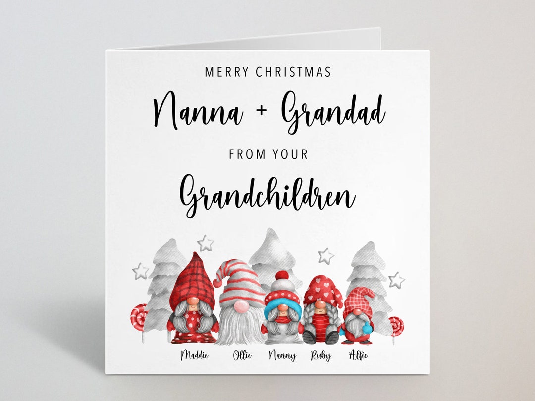 Personalised Gonk Gnome Family Christmas Card Watercolour Gonk Gnome ...