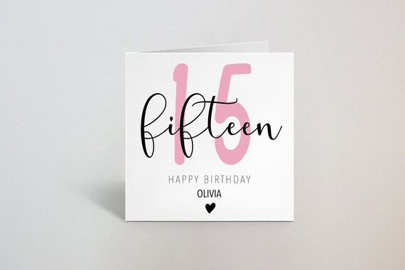 Fifteen Years 15th Birthday Calligraphy Cursive Sketch Pink - Etsy