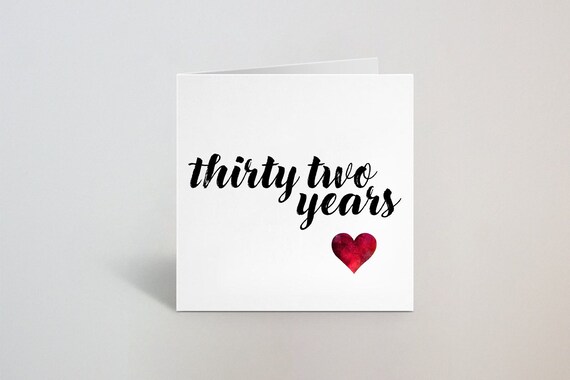Thirty Two Years 32nd Wedding Anniversary Calligraphy Cursive | Etsy