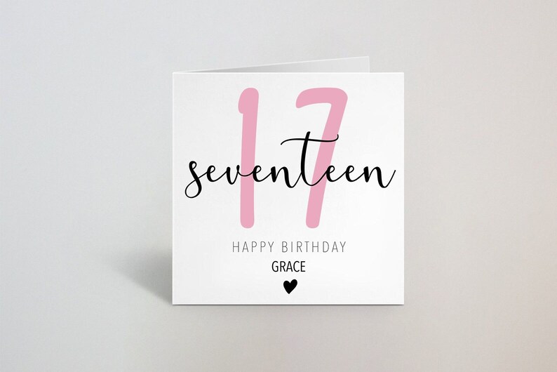 Seventeen Years 17th Birthday Calligraphy Cursive Sketch Pink - Etsy