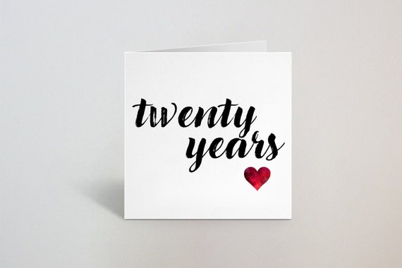 Twenty Years 20th Wedding Anniversary Calligraphy Cursive | Etsy UK