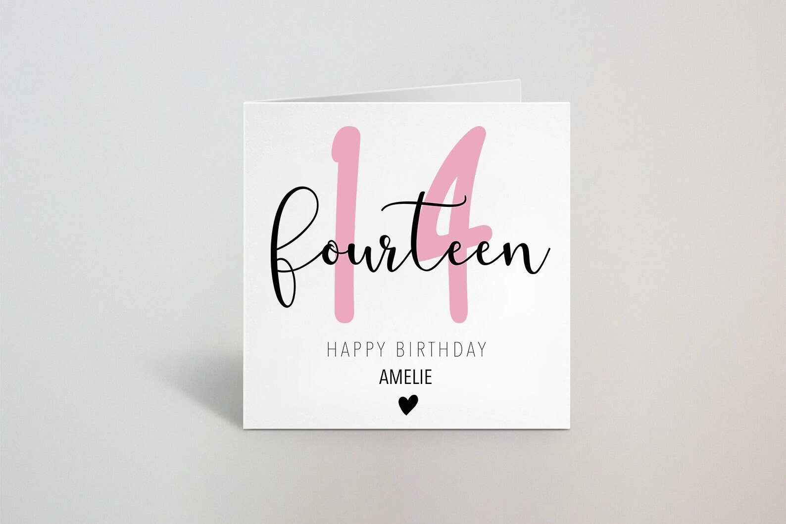 Fourteen Years 14th Birthday Calligraphy Cursive Sketch Pink - Etsy