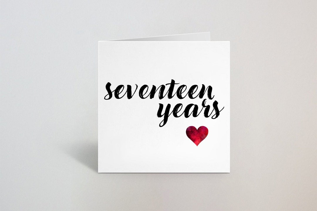 Seventeen Years 17th Wedding Anniversary Calligraphy Cursive Sketch ...