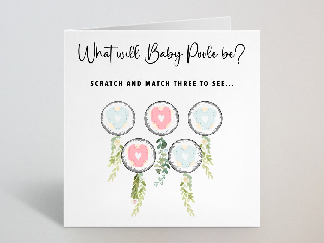 Personalised Gender Reveal Scratch Cards - Custom Scratch Card Name ...