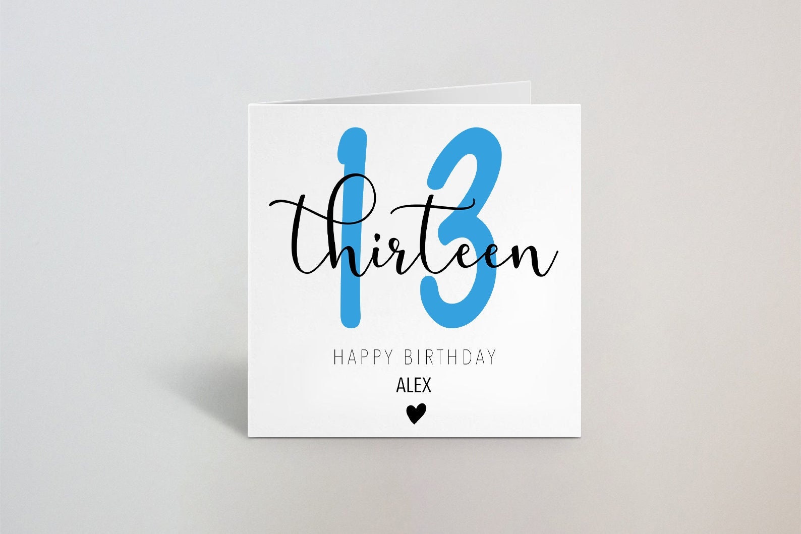 Thirteen Years 13th Birthday Calligraphy Cursive Sketch Blue | Etsy