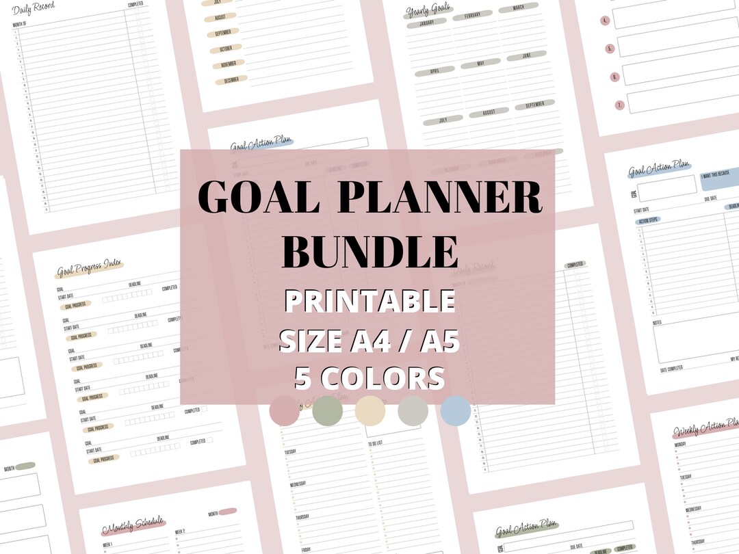 Goal Planner Printable PDF, Goal Tracker, Productivity Planner ...