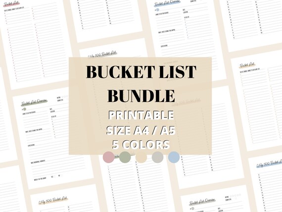 Bucket List Printable PDF Bucket List Overview Planner - Etsy