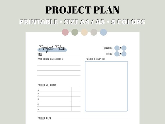 Project Planner Printable PDF Task Tracker Planner Inserts | Etsy
