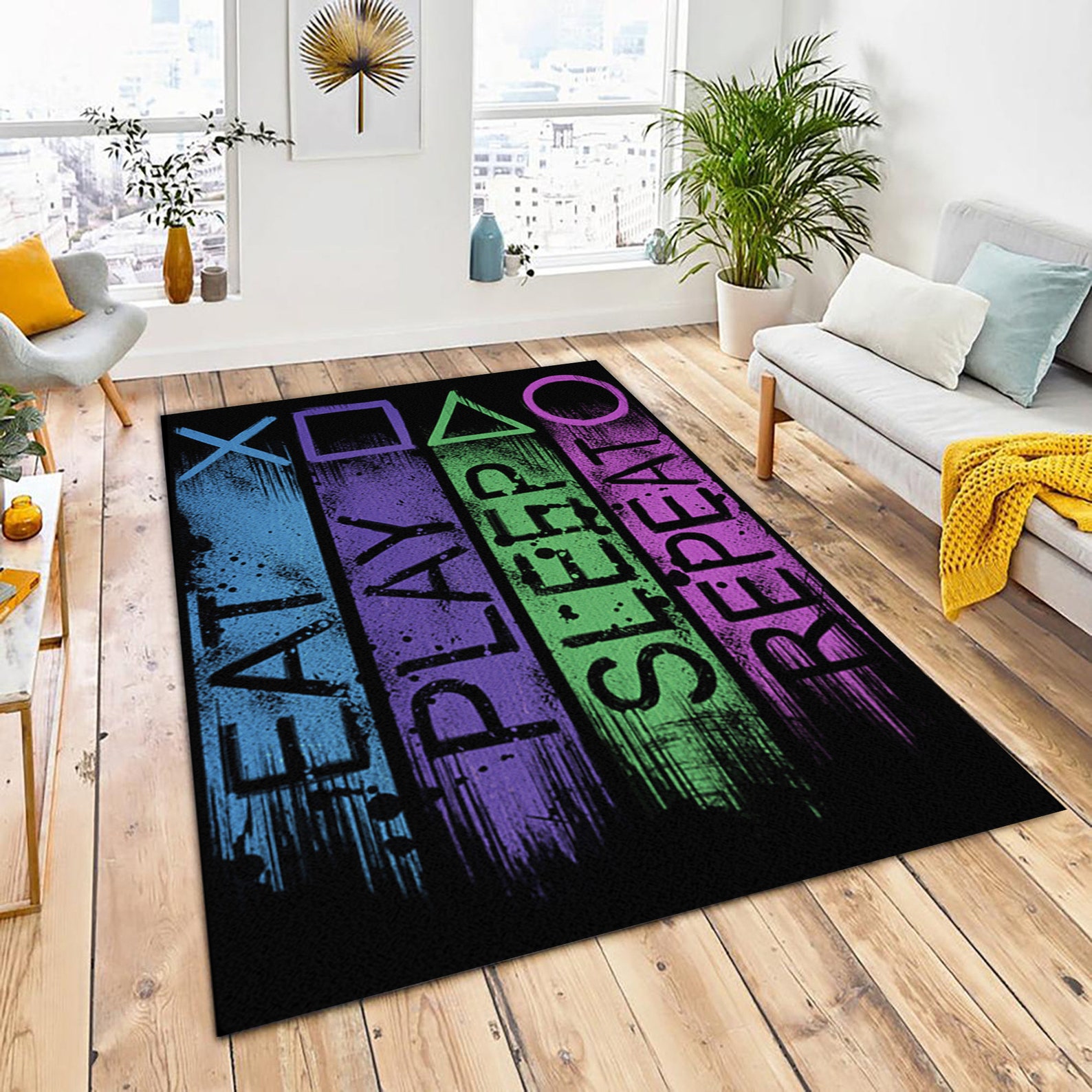 Playstation Player PS Gaming Rug Eat Play sleep repeat Area | Etsy