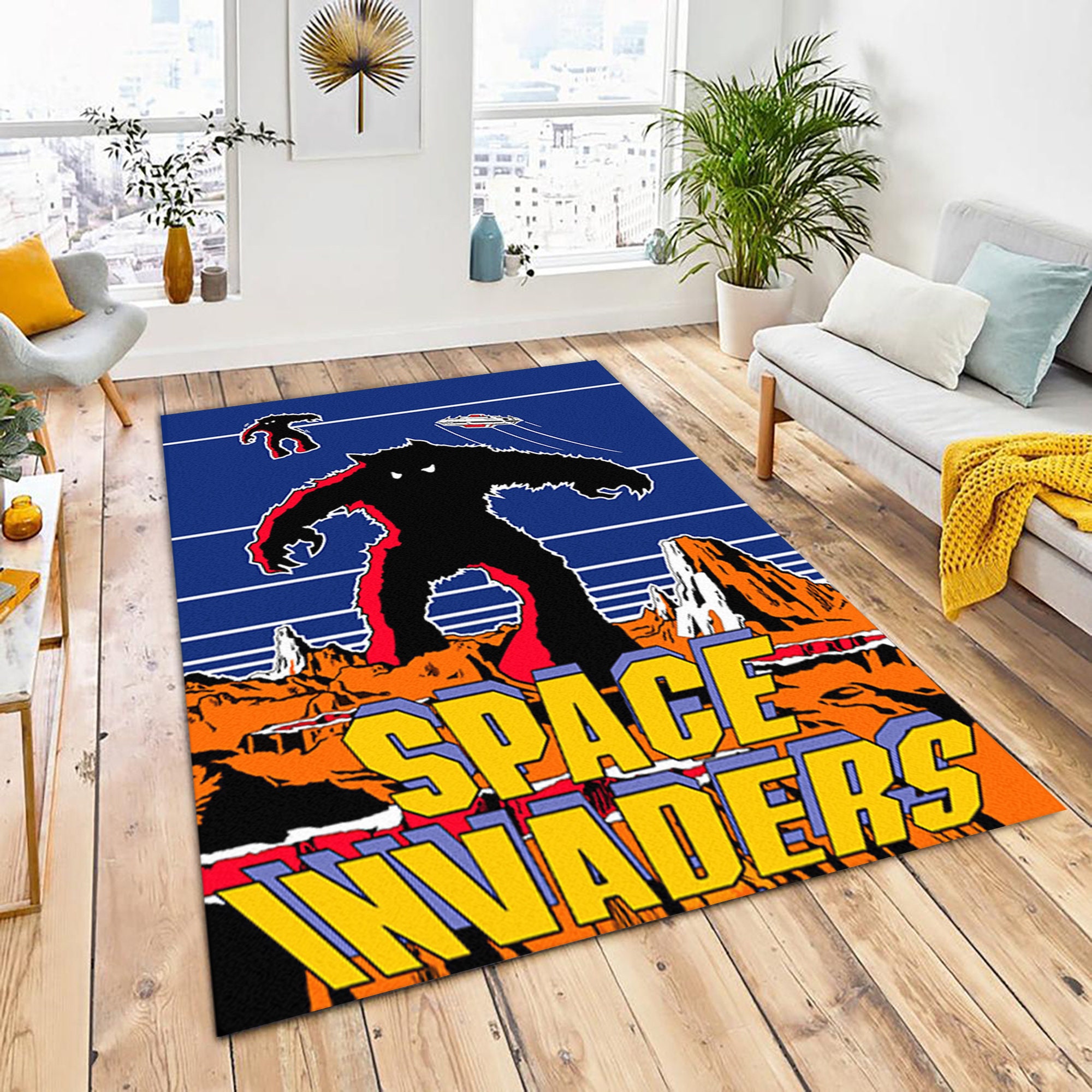 Arcade Marquee Space Invaders Rug Video game Art Floor | Etsy