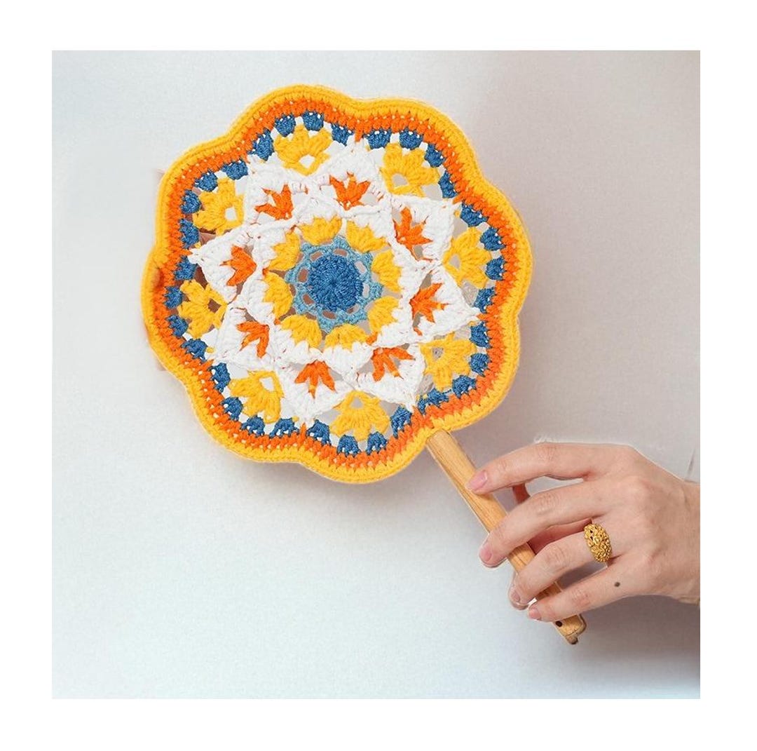 Crochet Fan, Hand Held Fan , Bamboo Handle Fans,large Hand Held Fan ...