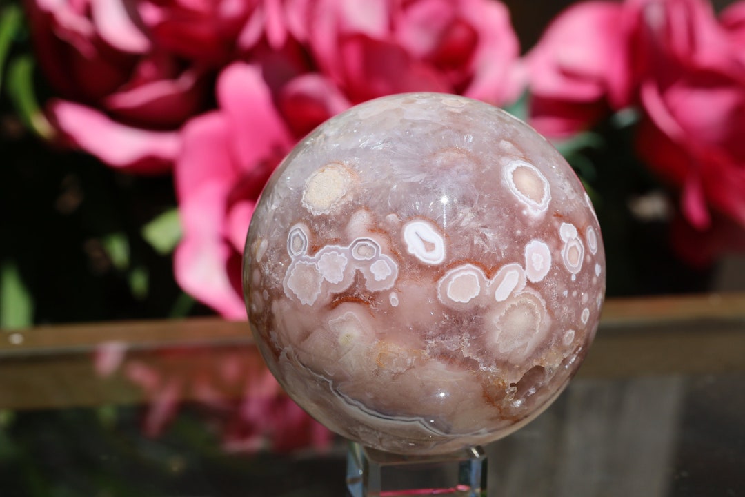 RARE Flower Agate X Pink Amethyst Sphere - High Quality Pink Amethyst ...