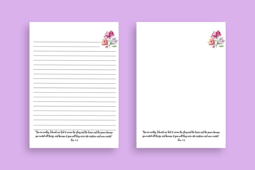 Floral Letter Writing Paper, JW Ministry Stationery (instant Download ...