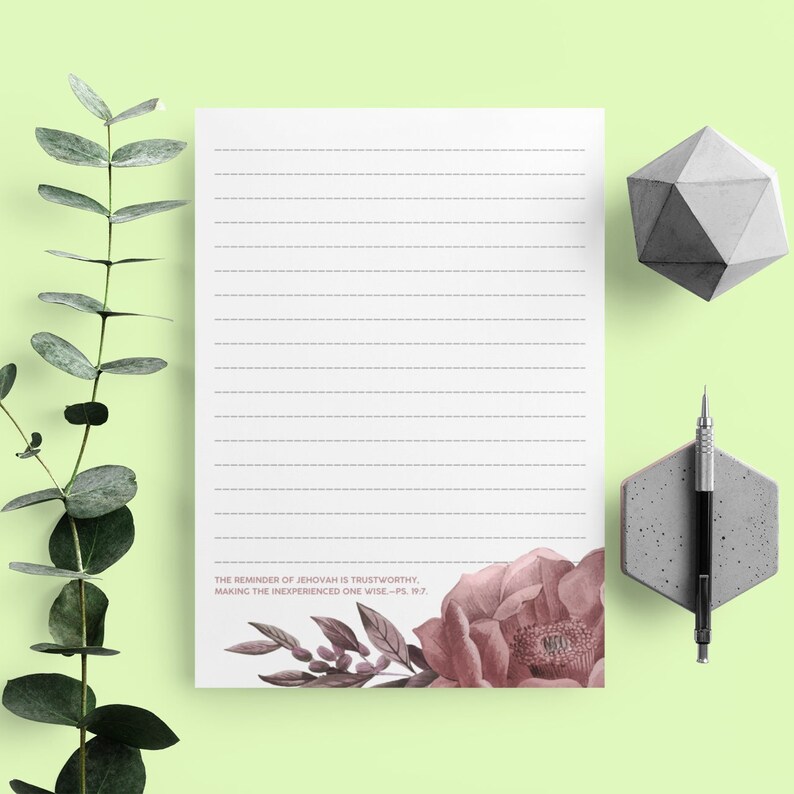 Floral Letter Writing Paper, JW Ministry Stationery (printable) - Etsy